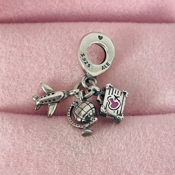 Pandora | Jewelry | Pandora Airplane Globe Suitcase Dangle Charm | Poshmark